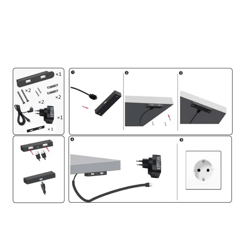 2 x USB nabíjací modul do nábytku / Čierna matná