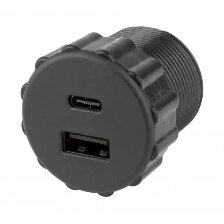 Interiérová 2 x USB nabíjačka do stola 35 mm / Čierna matná