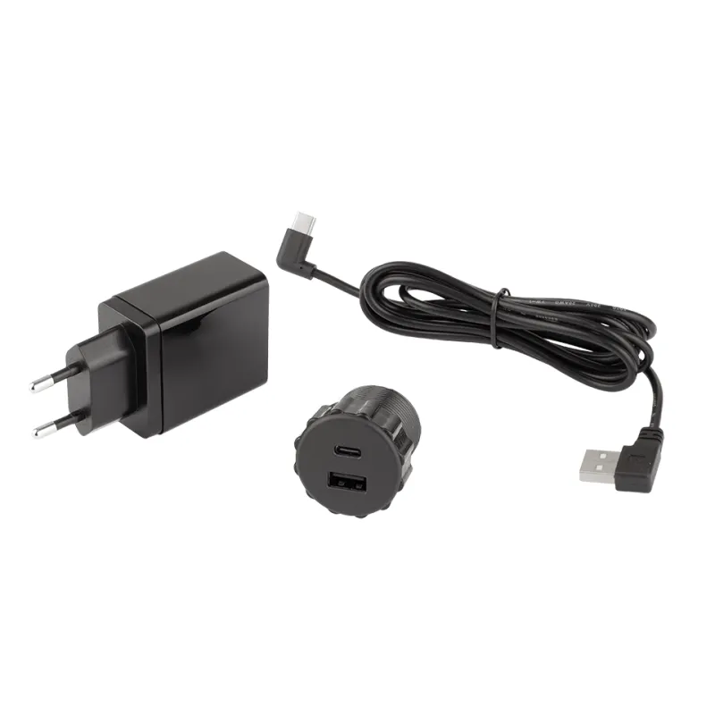 Interiérová 2 x USB nabíjačka do stola 35 mm / Čierna matná