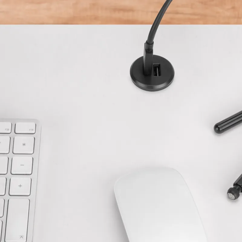 Interiérová 2 x USB nabíjačka do stola 25mm PLUGY / Čierna matná