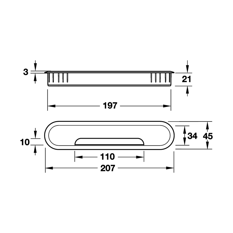 Prechodka na káble MINIMA 207 x 45 mm / Hliník