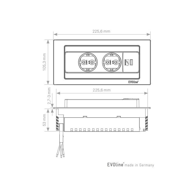 Výklopná elektrická zásuvka EVOline BackFlip SCHUKO + 1xUSB nabíjanie ...