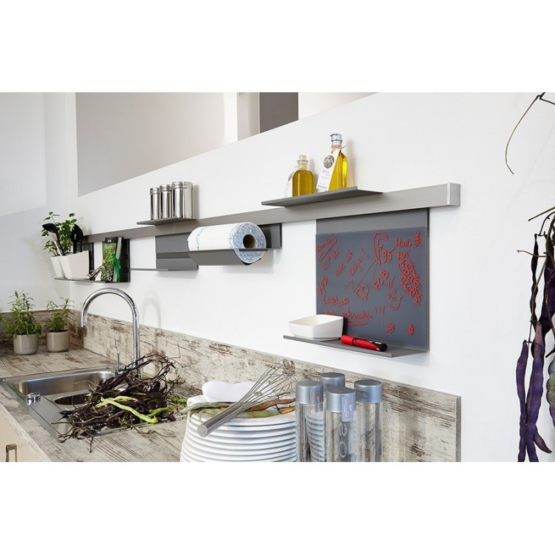 Závesná polička magnetická tabuľa 300 / Titanovo šedá